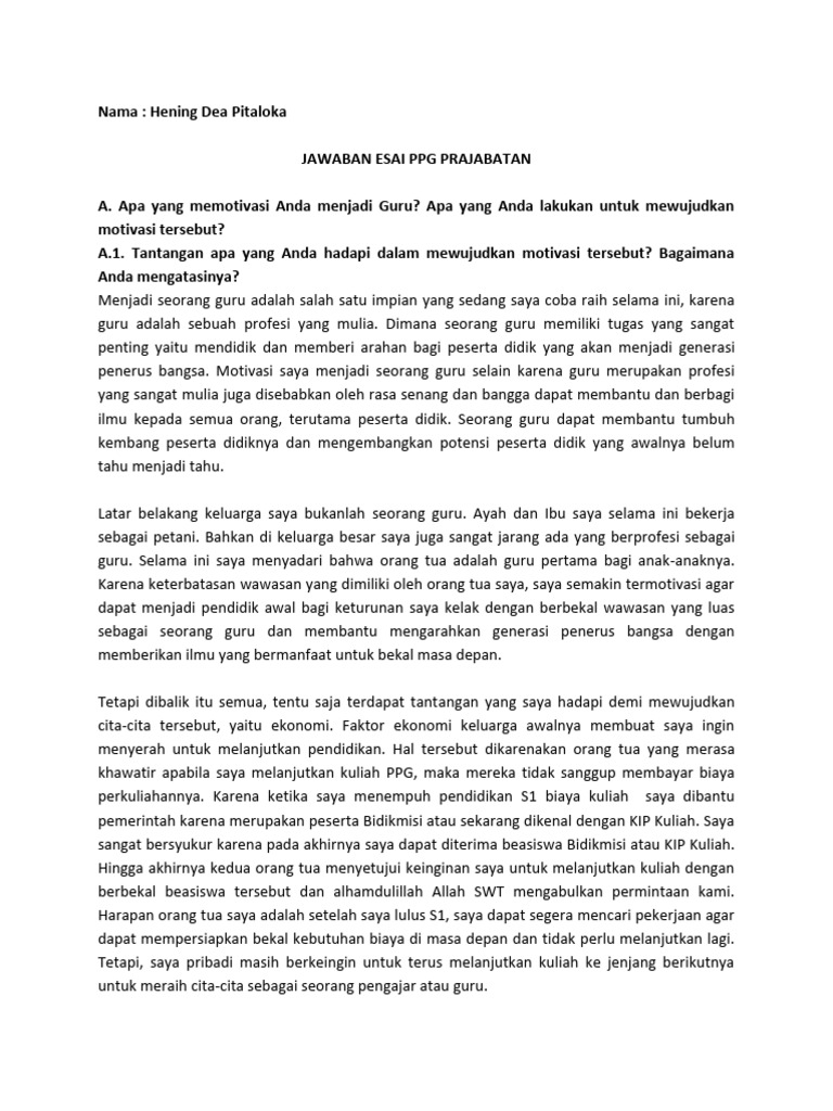 Esai PPG Prajab (Hening) | PDF