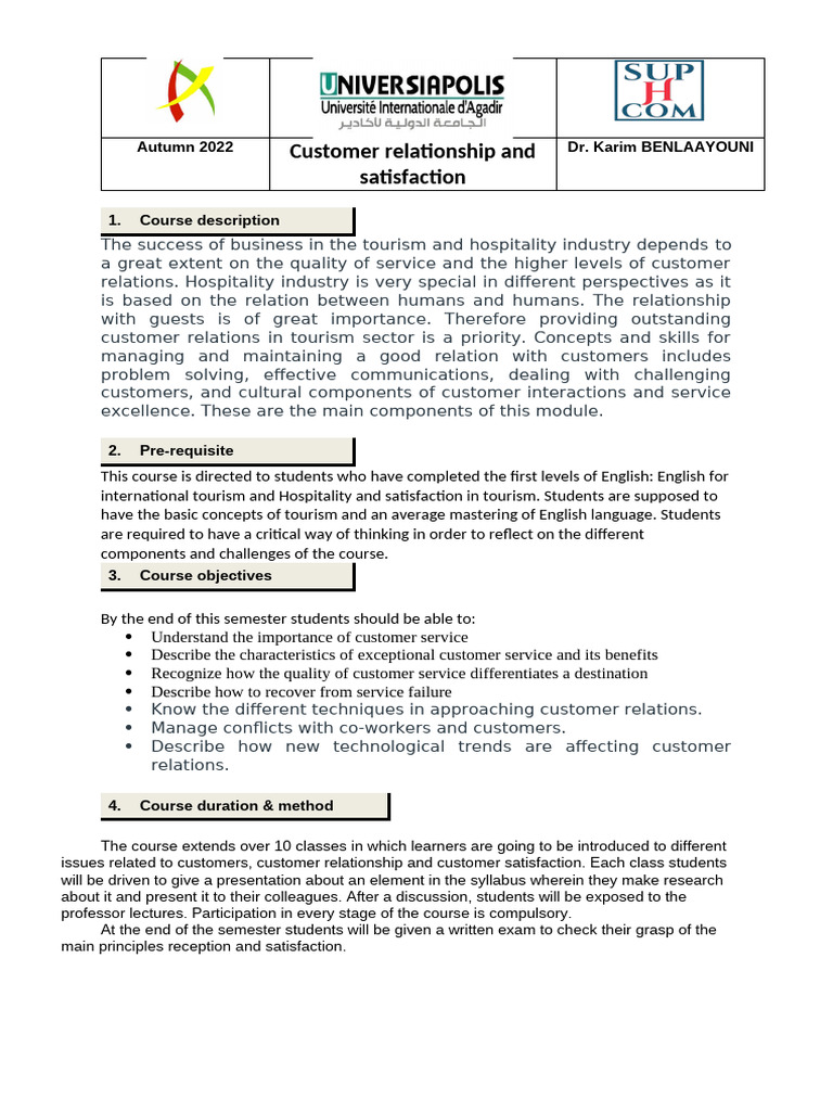 New 2nd Year Customer Relationship and Satisfaction Syllabus | PDF