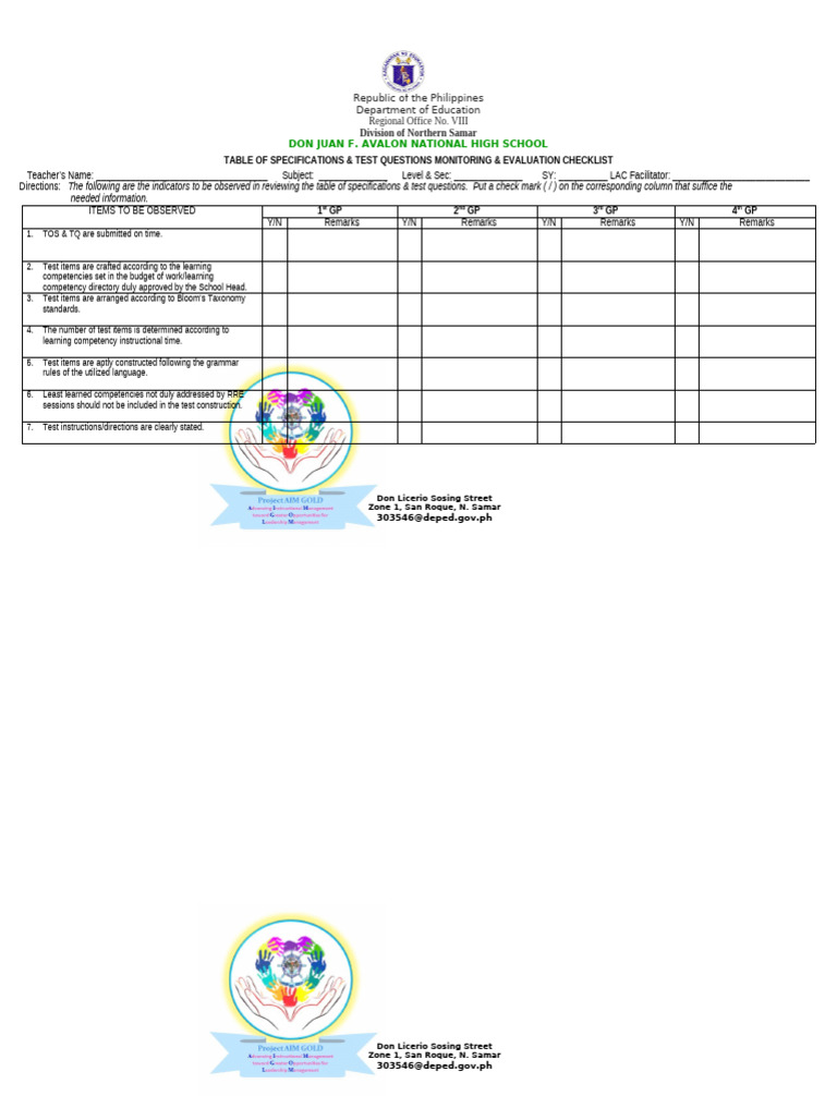 TOS-M-E-Checklist (1) | PDF