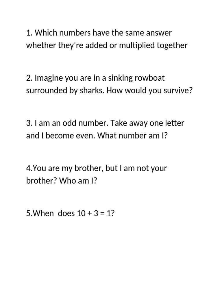 Funny Math Questions | PDF