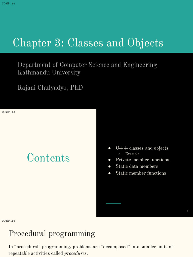 Chapter 3 - Classes and Objects | PDF