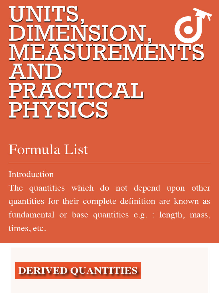 Class 11 Physics Chapter 3 Units Dimension Measurements and Practical ...