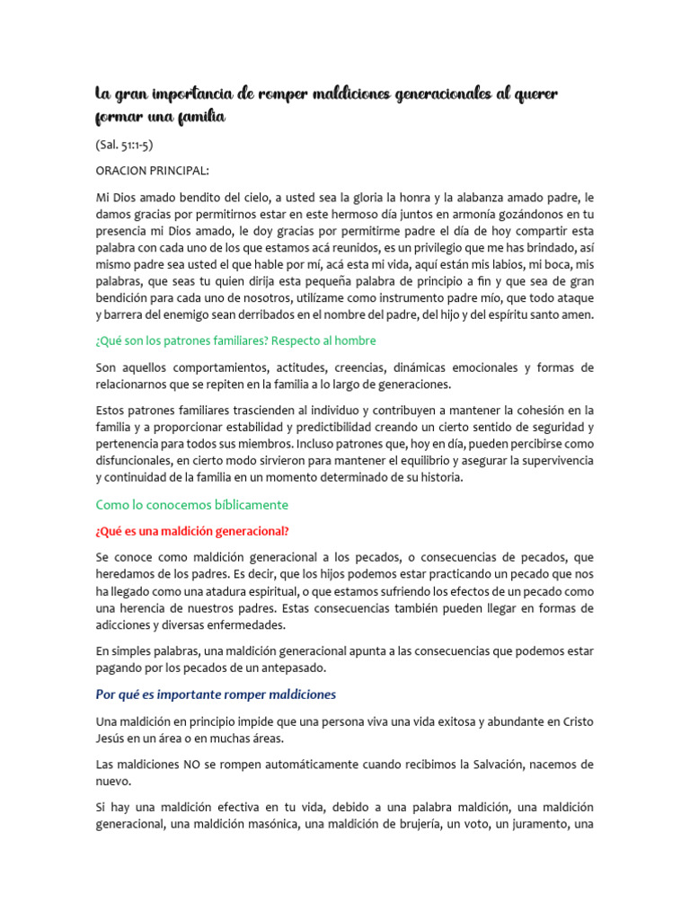 La Gran Importancia De Romper Maldiciones Generacionales Al Querer