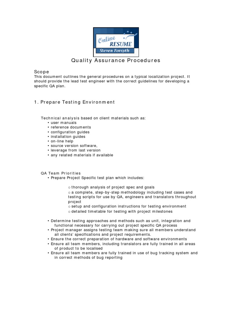 Quality Assurance Procedures: Scope | Download Free PDF | Quality ...