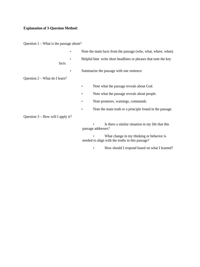 3-Question Method | PDF