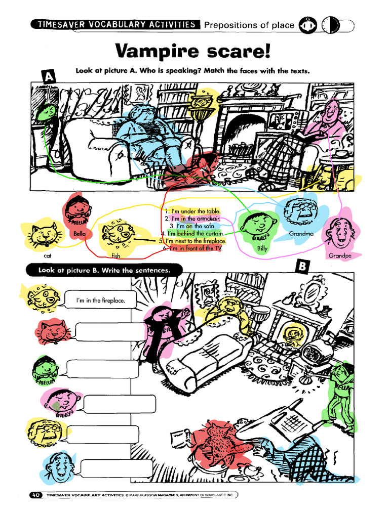 Prepositions of Place - Vampire Scare | PDF