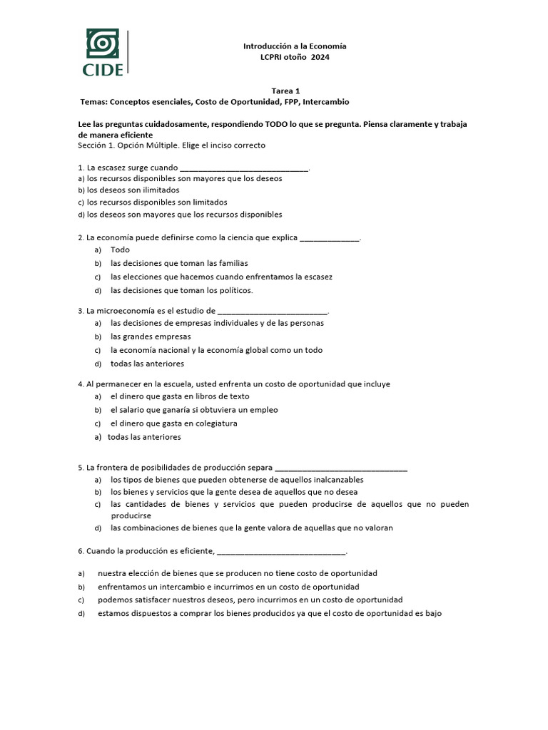 Tarea 1 Intro Eco LCPRI 2024-Otoño CIDE | PDF