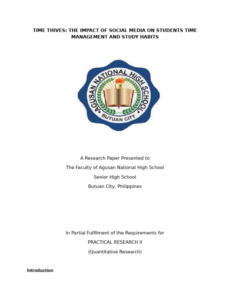 Time Thives: The Impact of Social Media On Students Time Management and ...