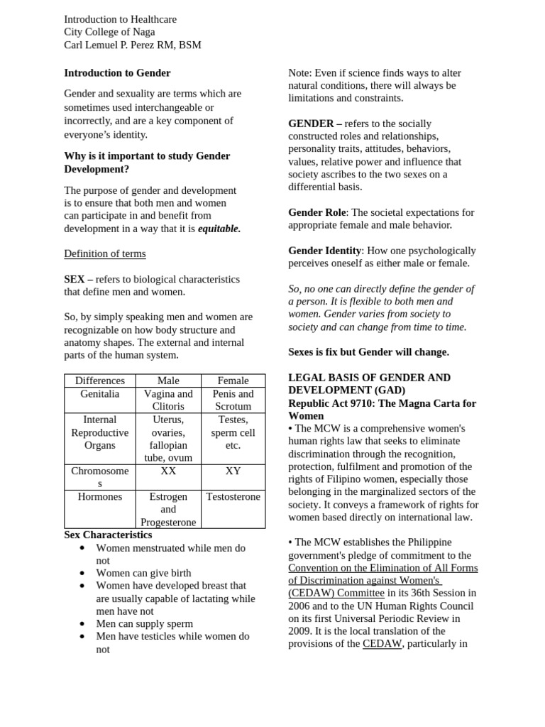 Introduction To Gender | PDF