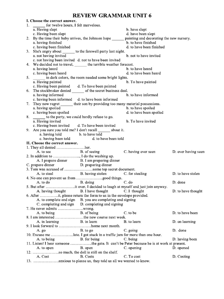 E11 UNIT 6 - Grammar Review | PDF