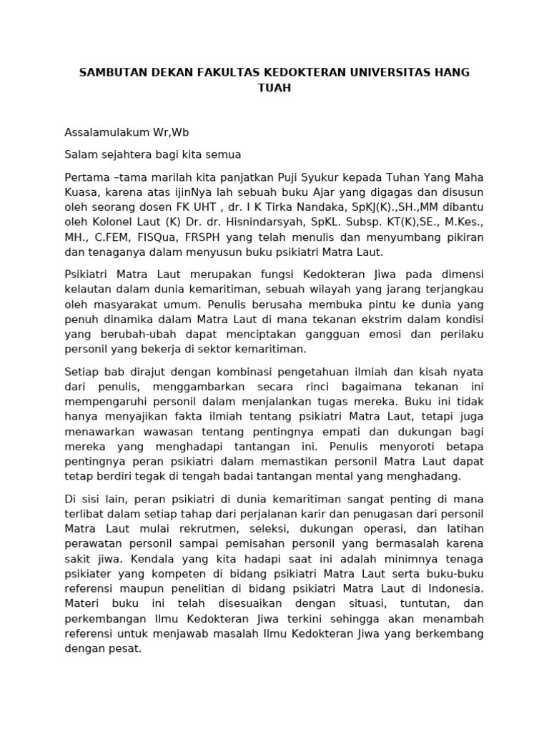 Sambutan Dekan | PDF