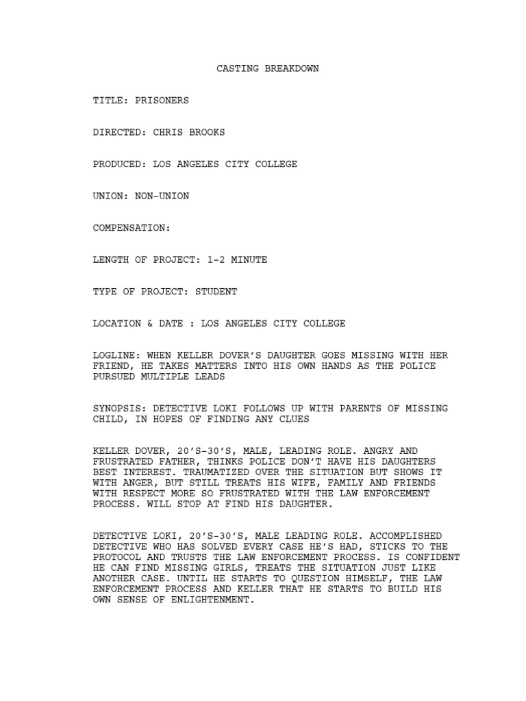 Casting Breakdown | PDF