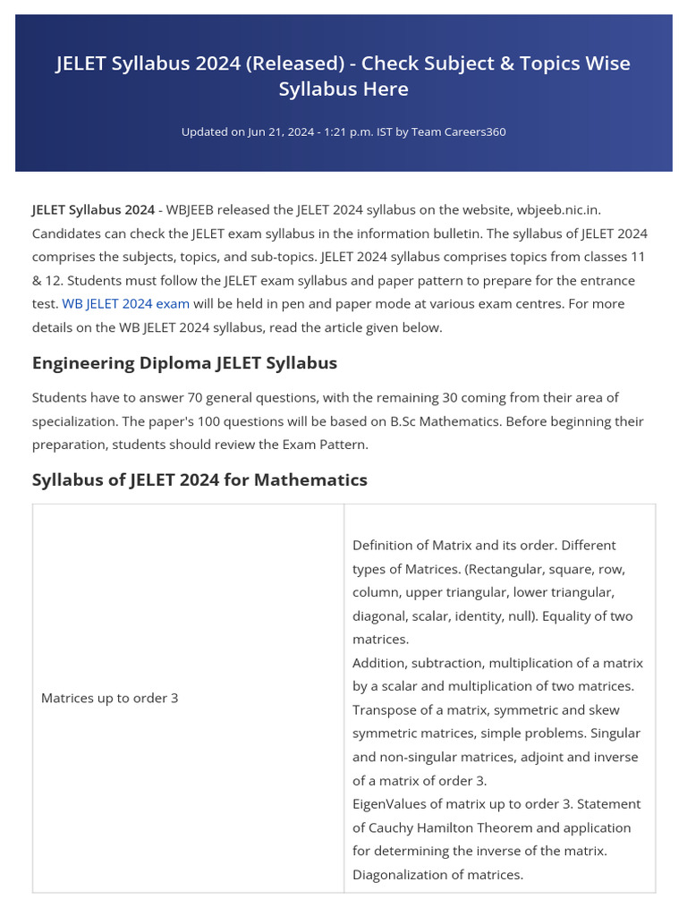 Jelet Syllabus | PDF