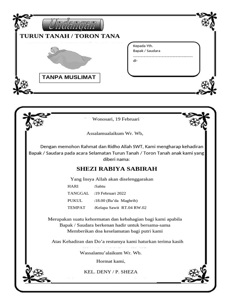 Undangan Turun Tanah | PDF