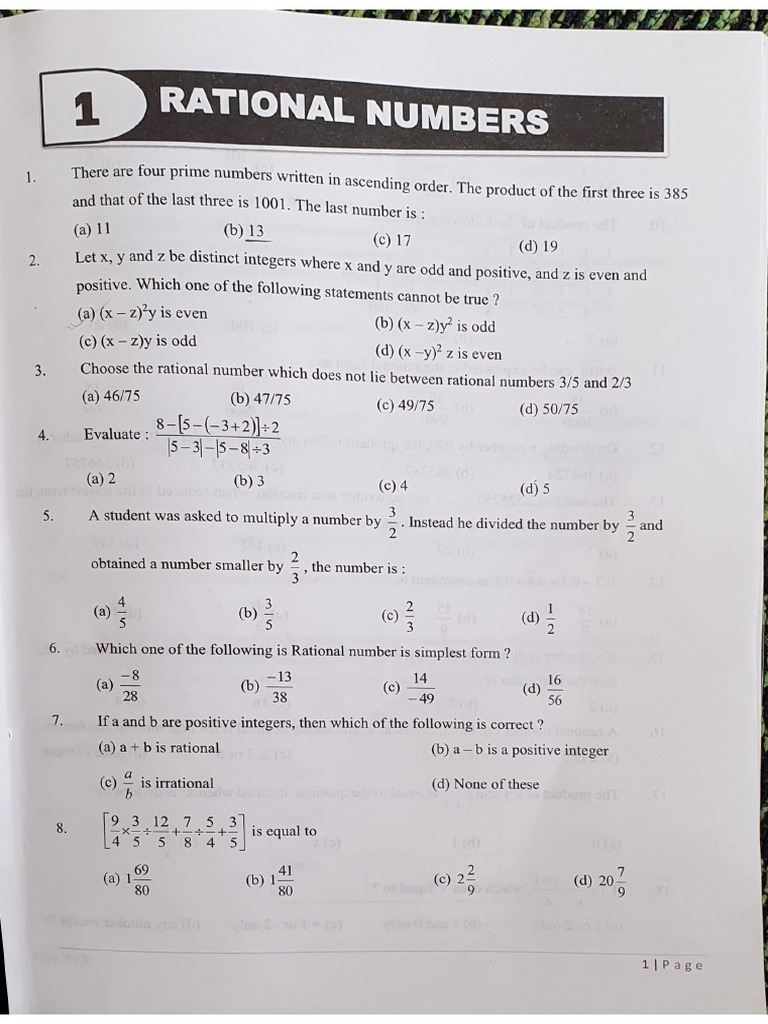 Rational Number and Linear Equation | PDF