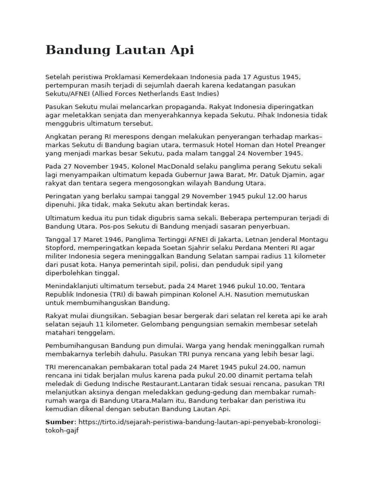 Bandung Lautan API | PDF