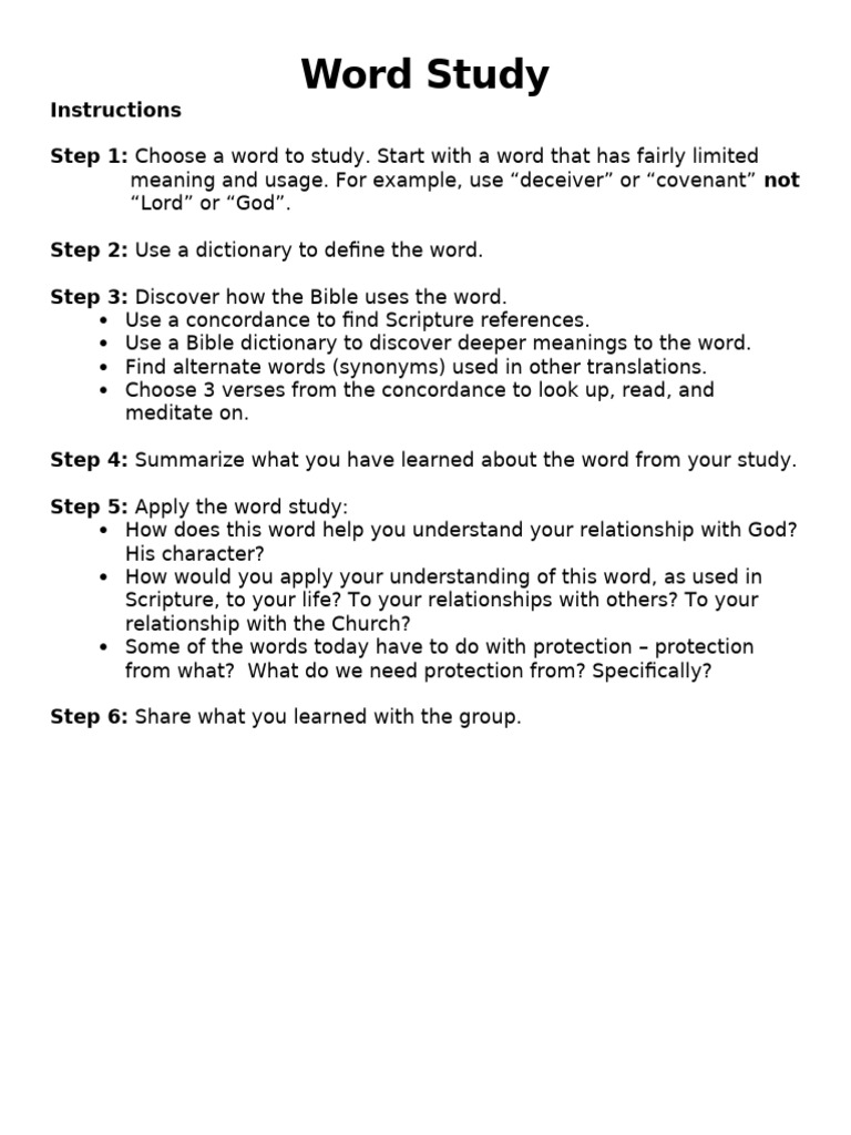 Word Study Template For GL Training | PDF | Career & Growth | Self ...