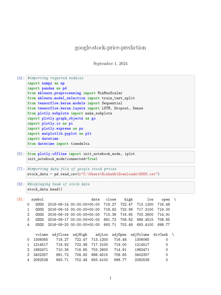 Google Stock Price Prediction | PDF