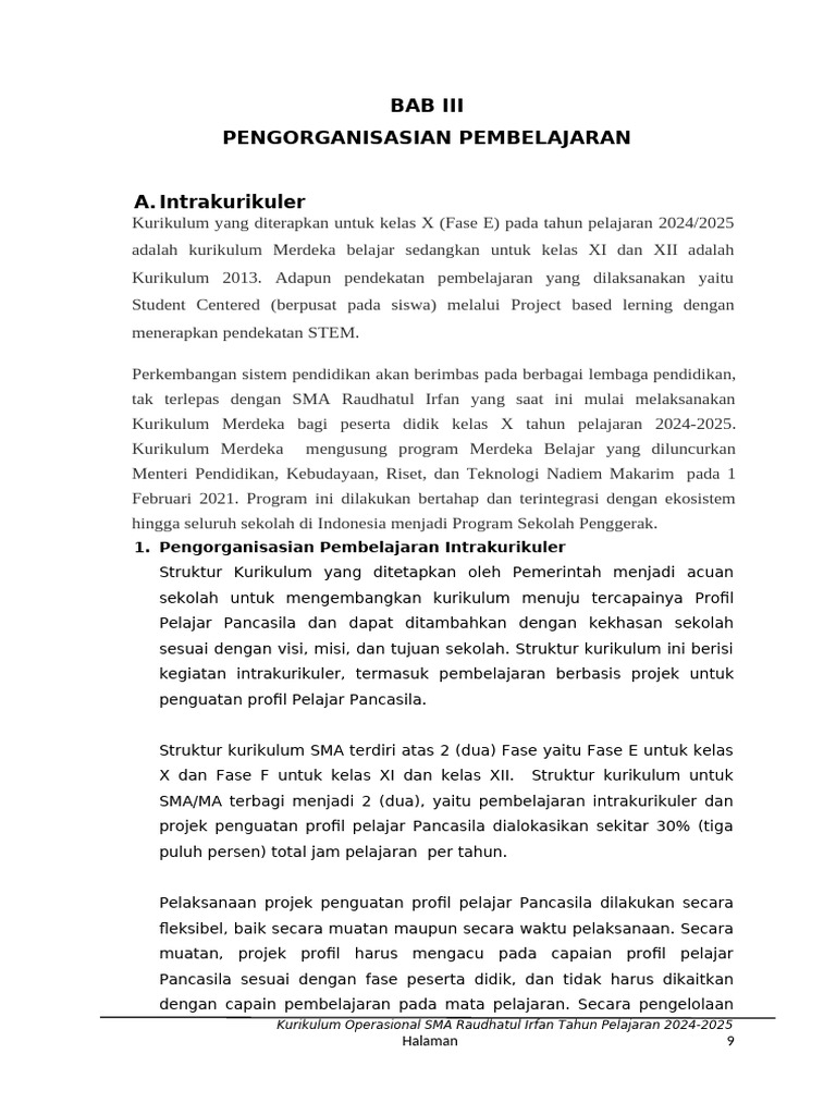 Bab Iii Pengorganisasian Pembelajaran | PDF