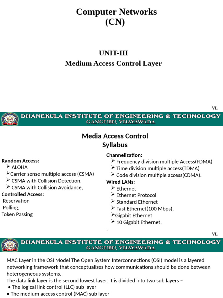 UNIT-3 Medium Access Control | PDF