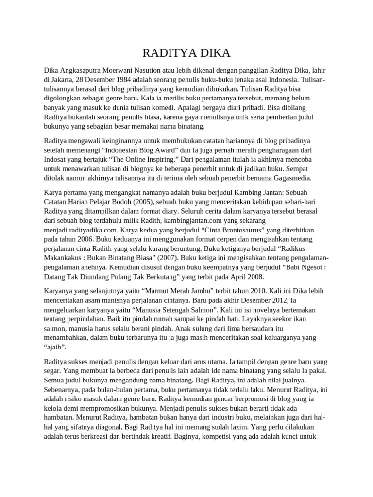 Bahasa Indonesia (Biografi Raditya Dika) 2 | PDF