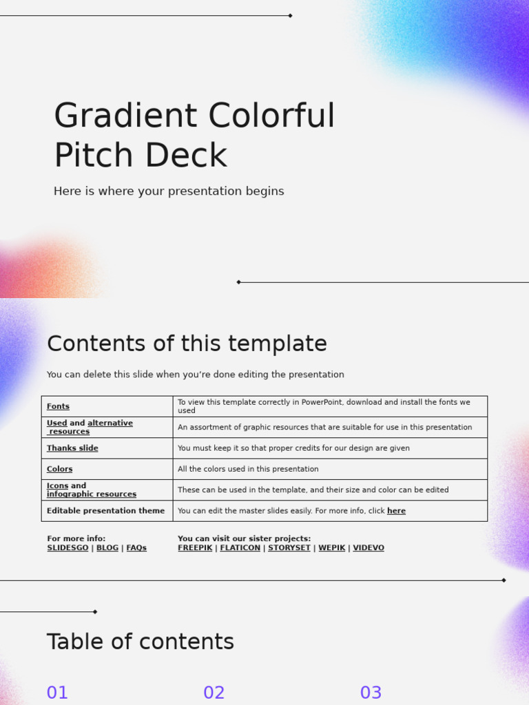 Gradient Colorful Pitch Deck by Slidesgo | PDF