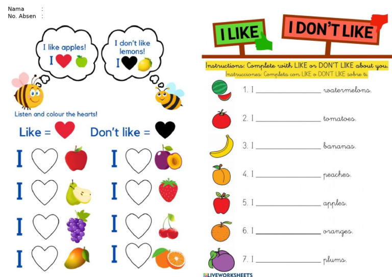 LKPD B Ing I Like Fruit | PDF
