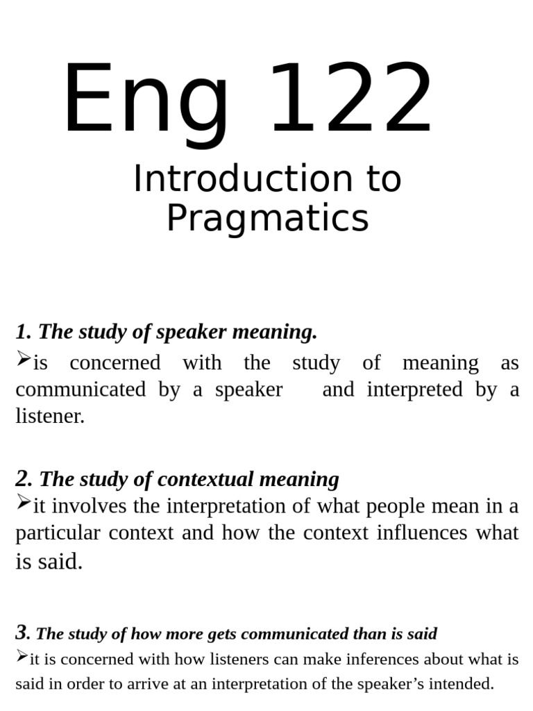 Introduction To Pragmatics | PDF