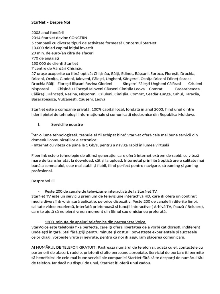 StarNet Despre Noi | PDF