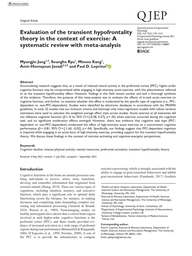 Jung Et Al 2021 Evaluation of The Transient Hypofrontality Theory in ...