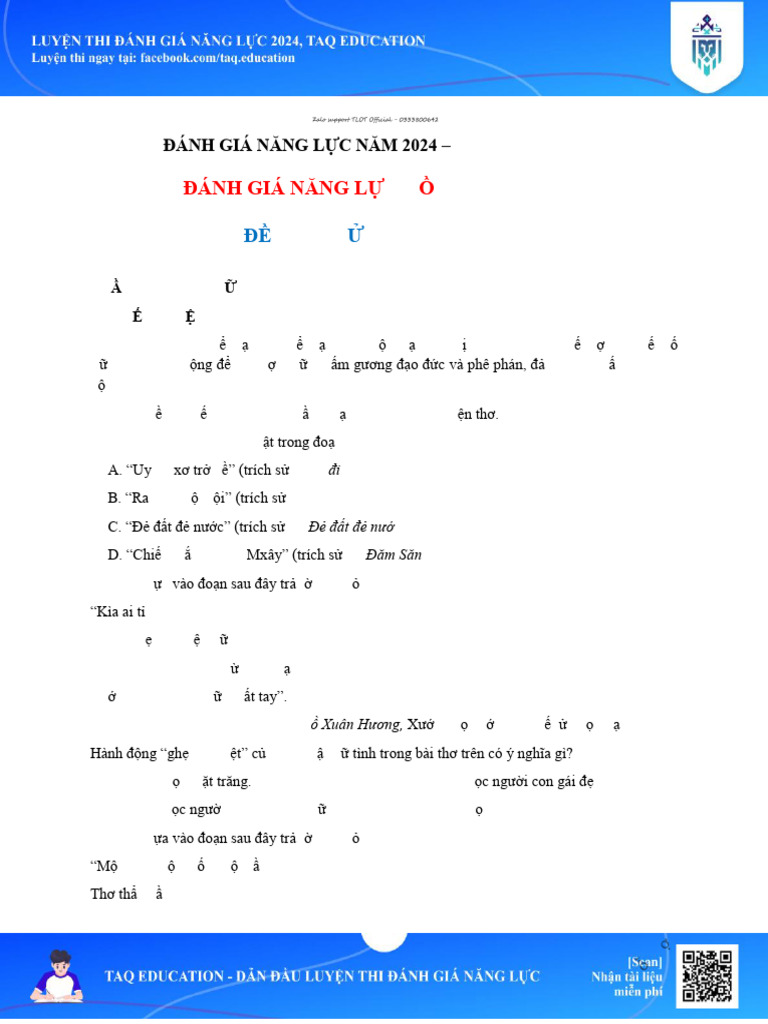 ĐỀ - THI THỬ ĐGNL HCM 05 - 08 - 2023 - TAQ EDUCATION | PDF