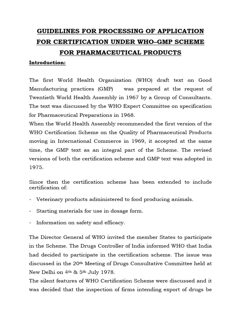 PDF Revised GUIDELINES FOR CERT UNDER WHO | PDF