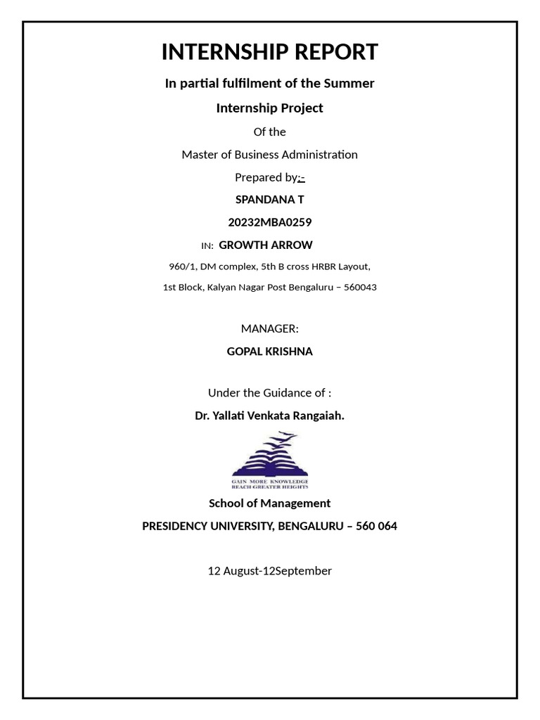 Internship Report (Project) (1) Spandana | PDF | Cognition | Behavior ...