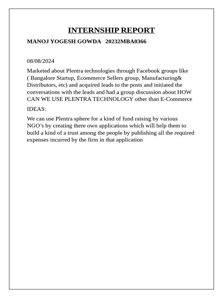 Internship Report | PDF