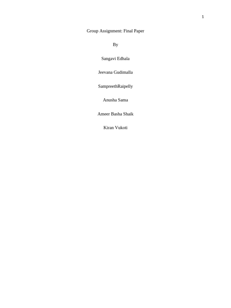 Group Assignment Final Paper | PDF