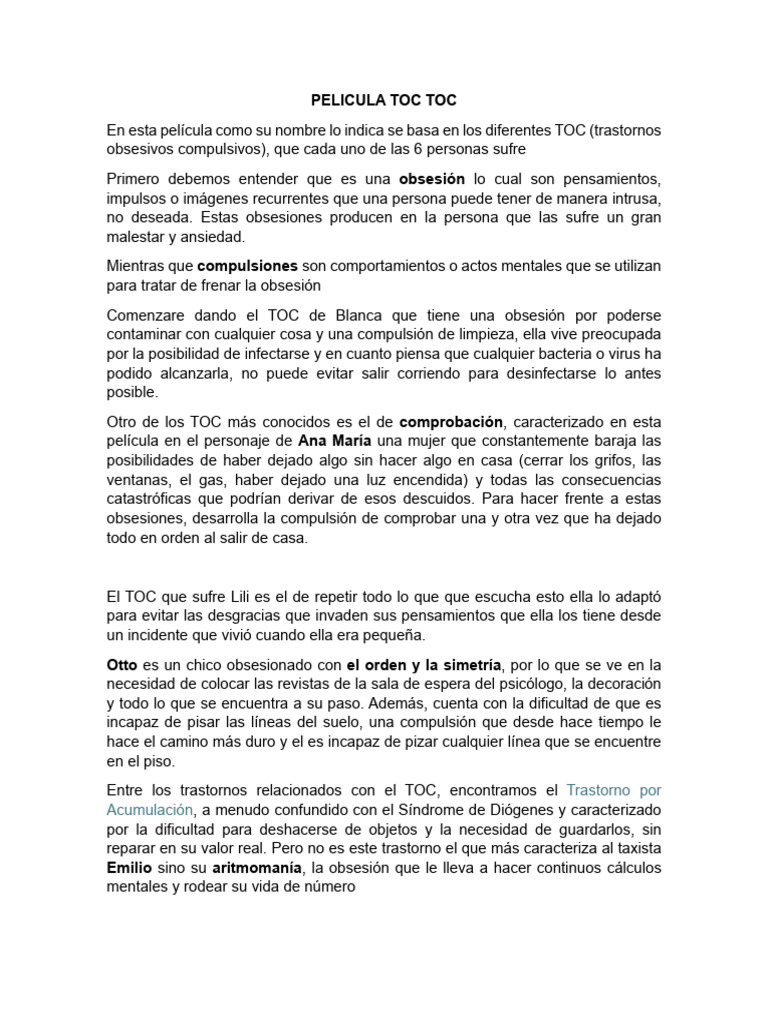 PELICULA TOC TOC | PDF