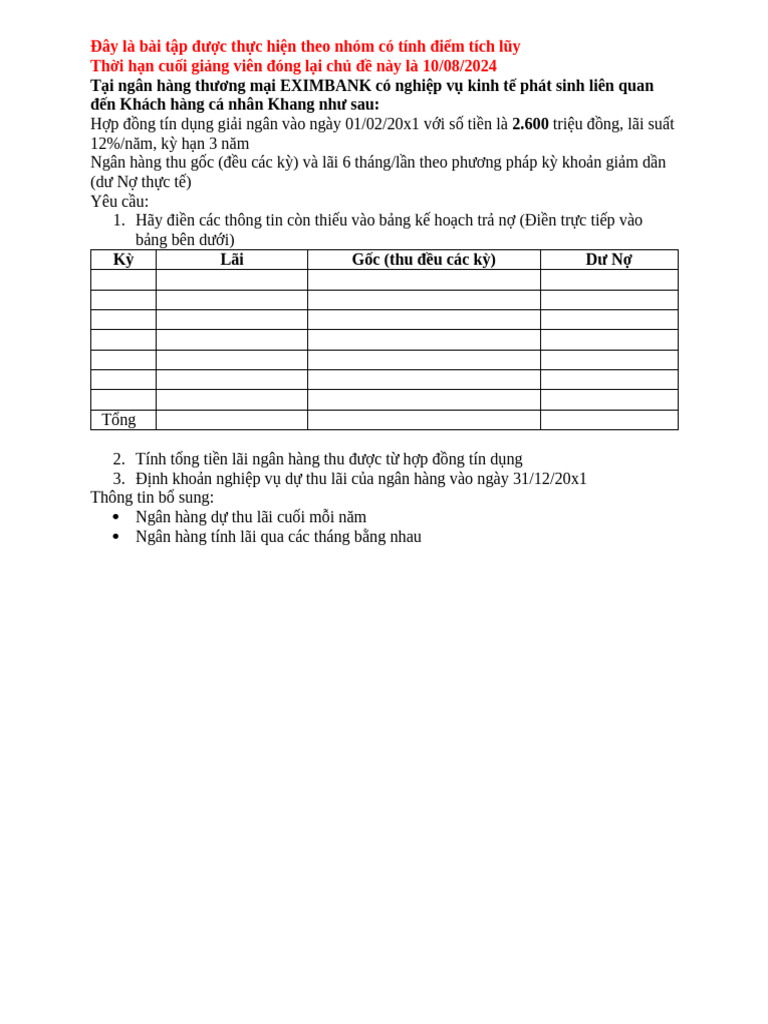 Bai Tap Tinh Diem Tich Luy - c4 | PDF