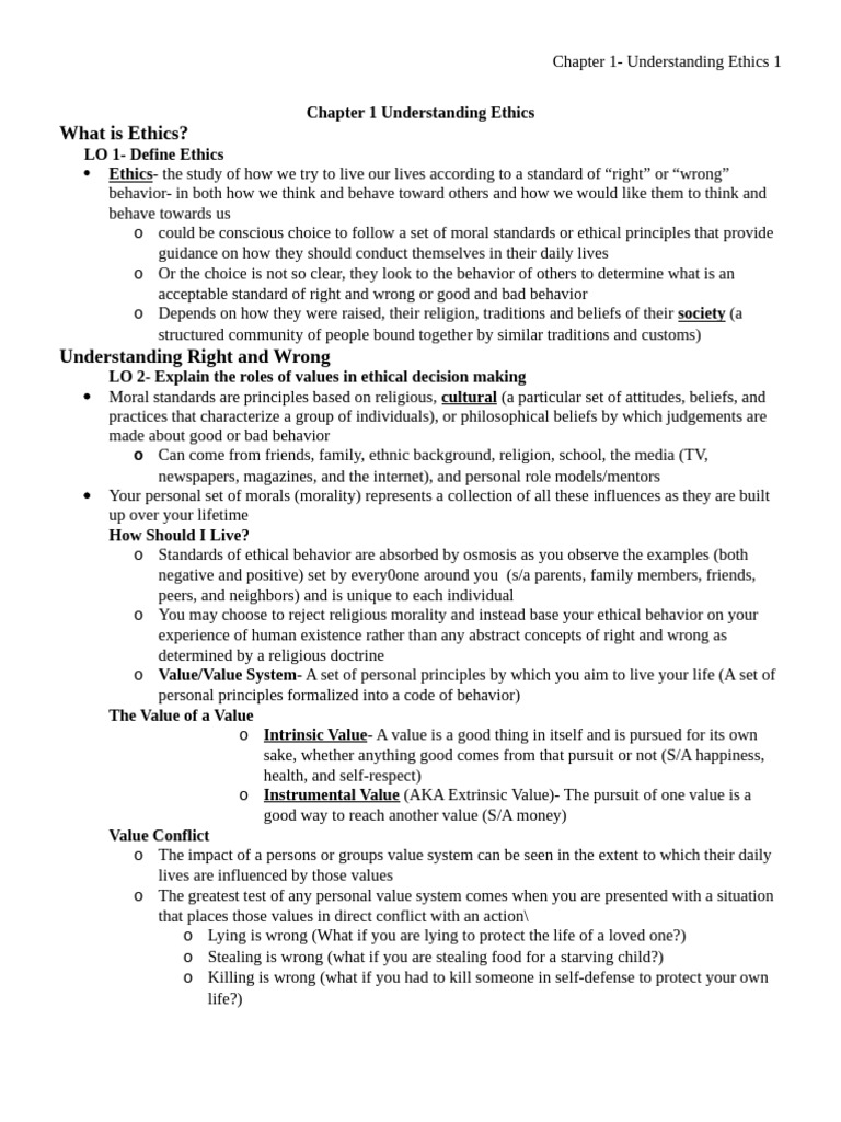 Chapter 1 Understanding Ethics | PDF