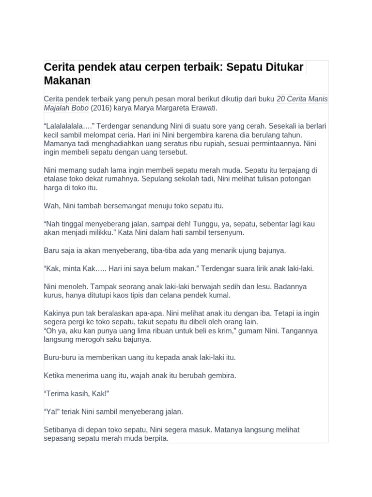 Cerita Pendek Atau Cerpen Terbaik | PDF