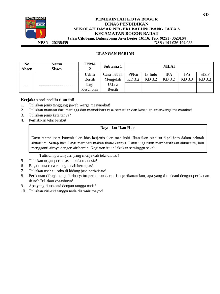 Soal PH Tema 2 | PDF
