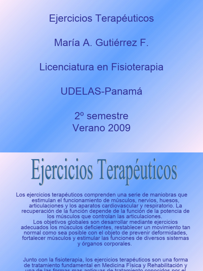 Clase Ejercicios Teraputicos | PDF
