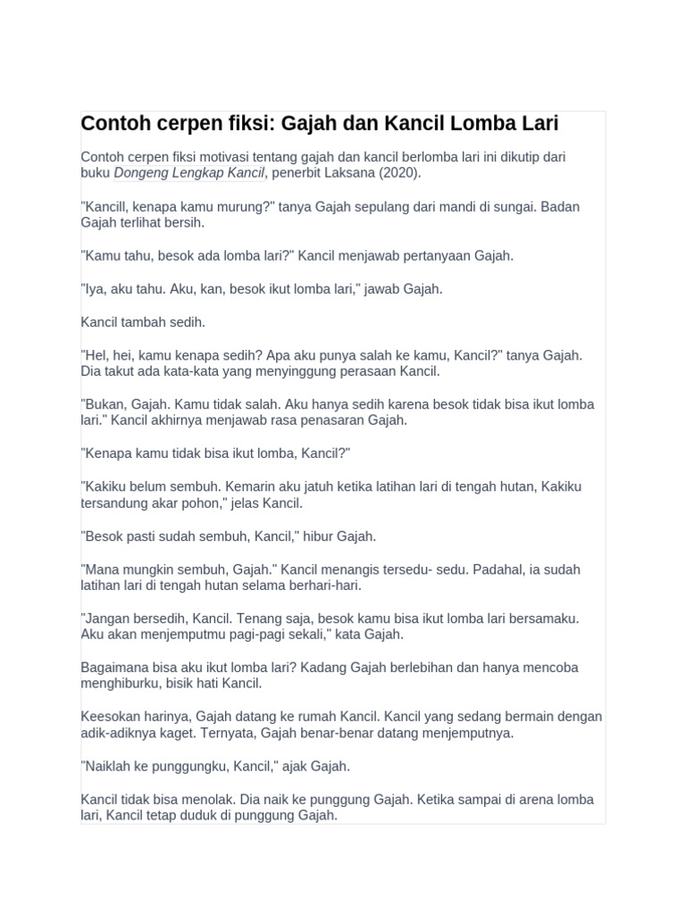 Contoh Cerpen Fiksi | PDF