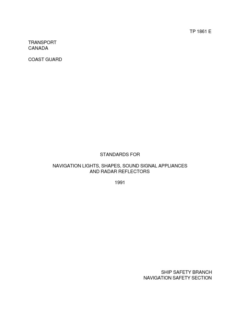 Canadian Coast Guard Standards for Navigation Lights, Shapes, Sound ...