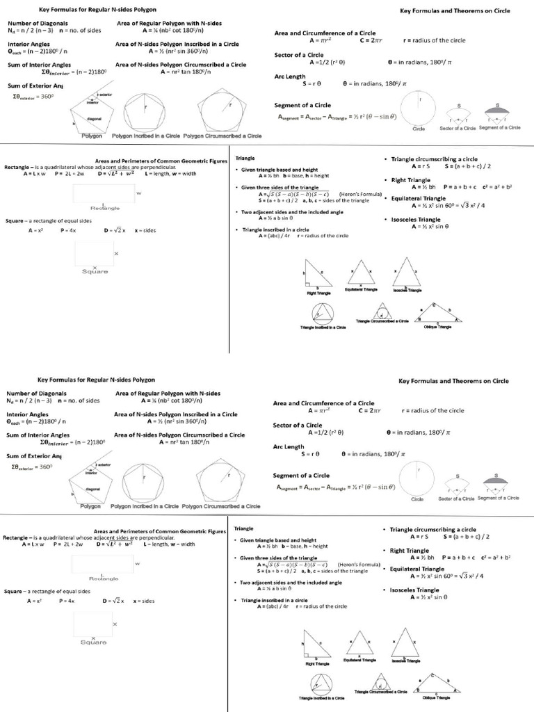 Plane Geometry Formula | PDF