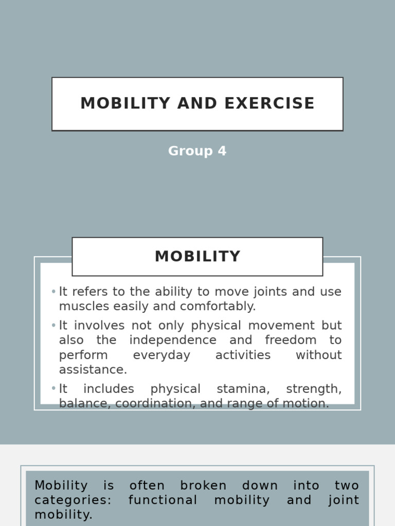 Mobility and Exercise | PDF