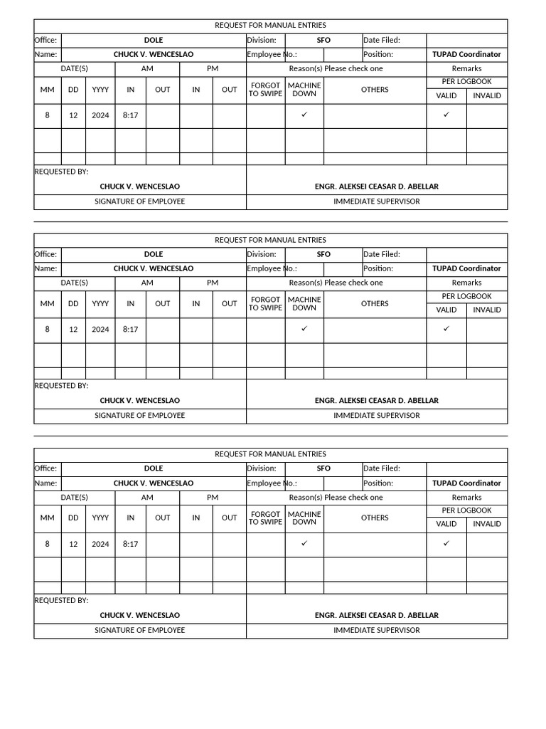 Manual Entry | PDF