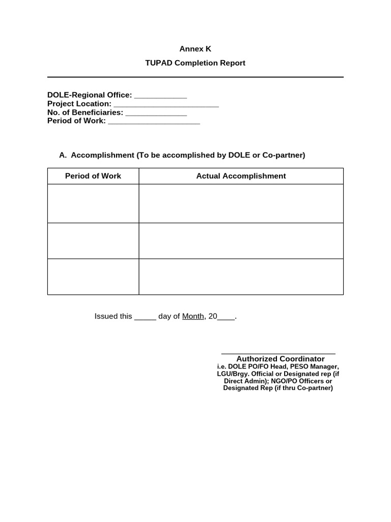 TUPAD Completion Report 1 | PDF