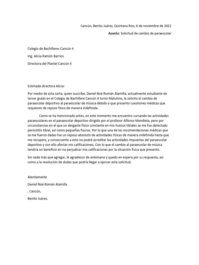 Carta Solicitud Dani | PDF