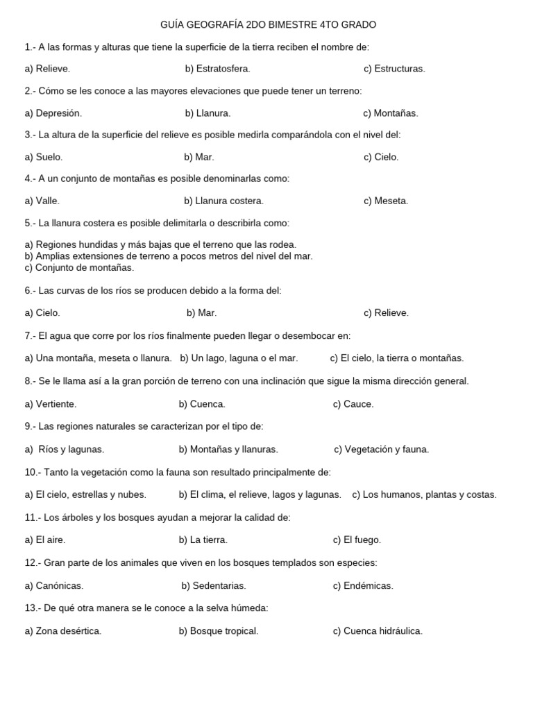 GUÍA GEOGRAFÍA 2DO BIMESTRE | PDF