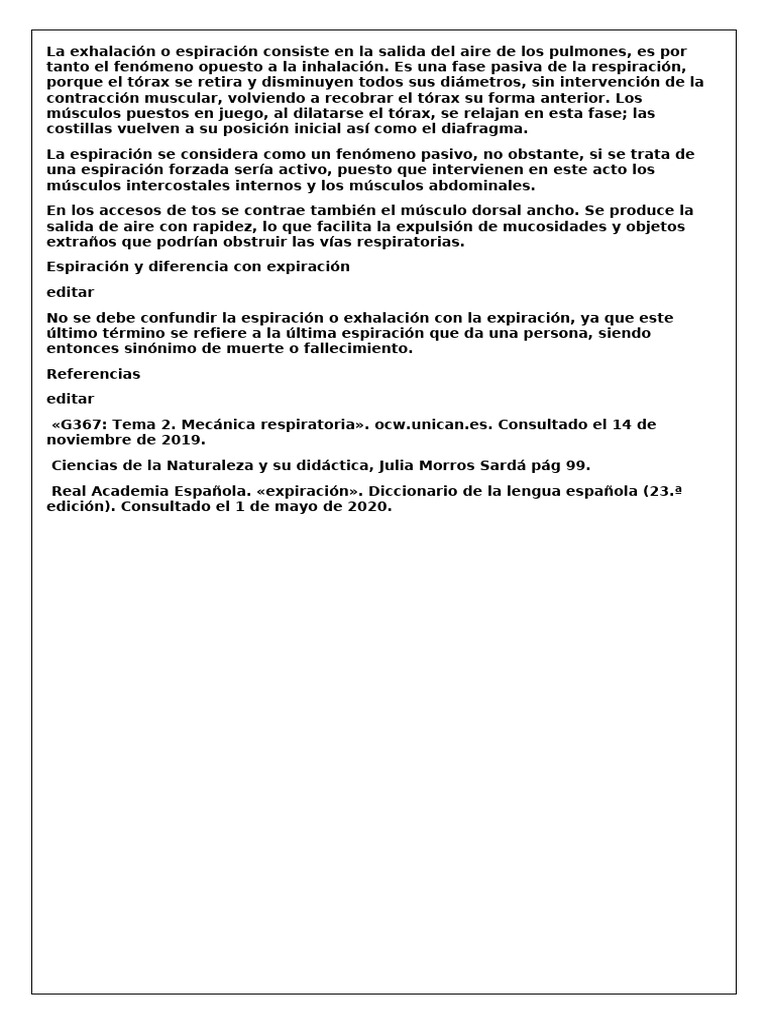 La Exhalación o Espiración | PDF